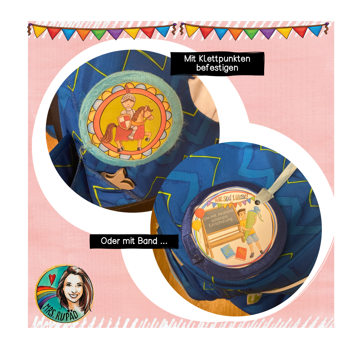 Klett-Buttons für den Schulranzen – Mrs.Rupäd